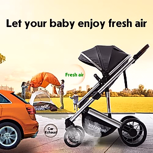 LORTSYBAB Baby Stroller - 2 in 1 High Landscape Convertible Stroller with Reversible Seat | Foldable Aluminum Alloy Pram Anti-Shock Toddler Pushchair Strollers for 0-36 Months Babies