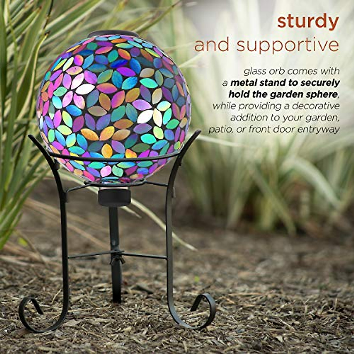 Alpine Corporation GRS122A-SLR Gazing Globe, 10" L x 10" W x 12" H with Stand: 17" H, Purple