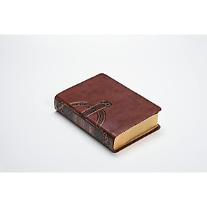 NLT Compact Giant Print Bible, Filament Enabled (LeatherLike, Mahogany Celtic Cross, Red Letter)