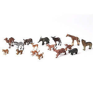16pcs Baby Safari Animals Figures Realistic Wildlife Creatures Figurines Baby Animals African Jungle Zoo Miniature Toys Cake Toppers Birthday Gift for Kids