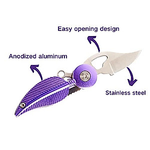 SWBIYING Pocket Knives & Folding Knives,Small Pocket Knife Set,Mini Pocket Knife for Women,Edc Knife with Chain,Cool Knives,Cool Gadgets,Cute Key Accessories(Purple)