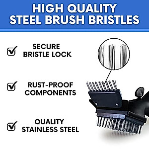 Grill Daddy Made in the USA Bristles GB91062S Barbeque Grill Steam Brush with Stainless Steel B, 15-Inch, Black