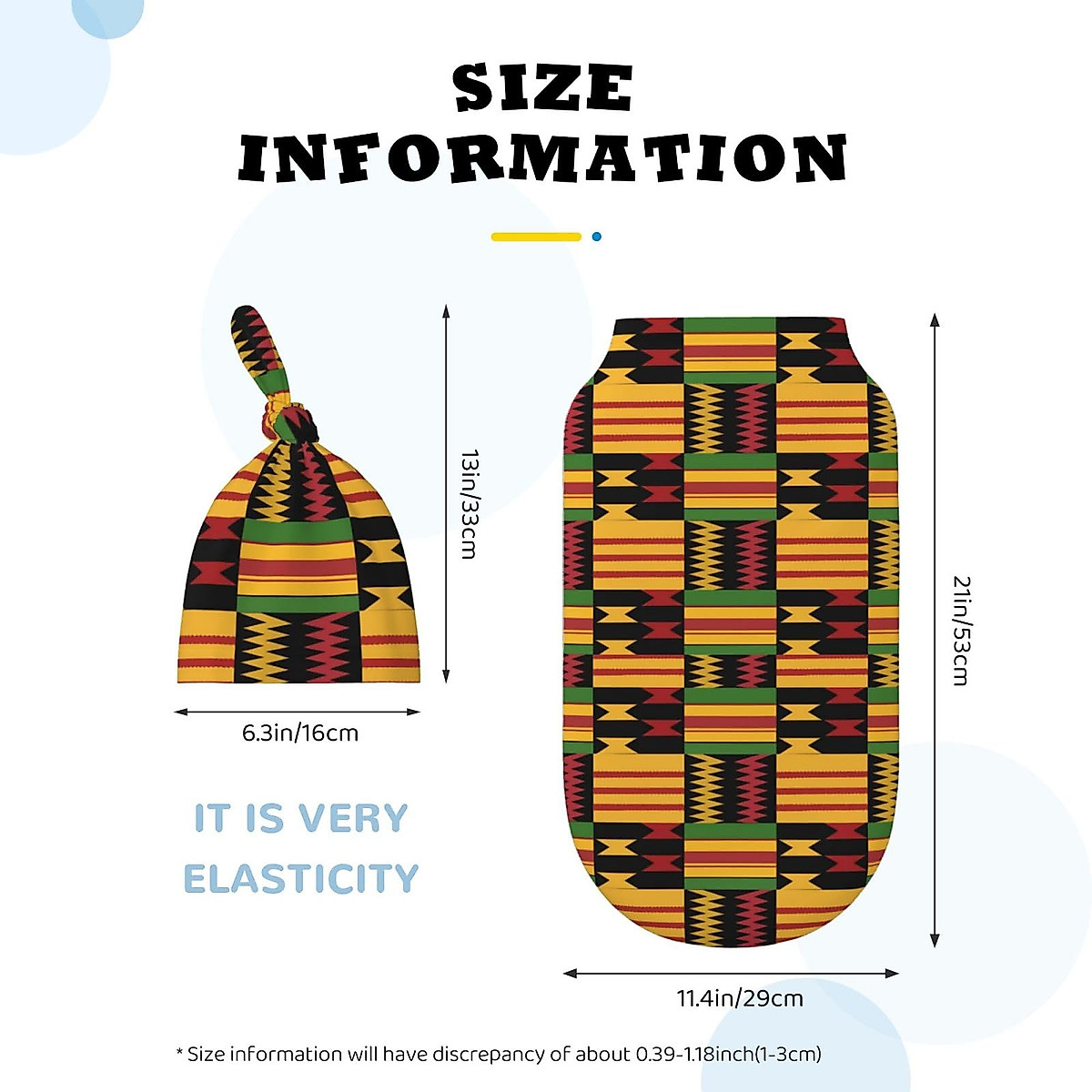 YIFTD Swaddle Blanket African Print Soft Cotton Baby Blanket Newborn Plush Receiving Blanket Swaddling Wrap Set Sleeping Bag for Toddler Infant Boy Girl(0~6 Months)