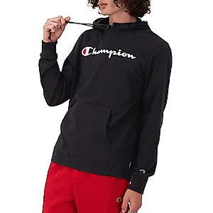 Champion, Midweight, Soft and Comfortable T-Shirt Hoodie for Men, Black Script, Small