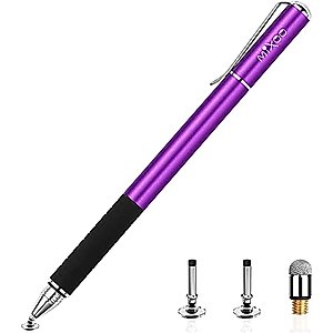 Mixoo Stylus Pens for Touch Screens - Disc & Fiber Tip 2 in 1 High Sensitivity Universal Stylus for iPad, iPhone, Tablets and Other Capacitive Touch Screens (Dark Violet)