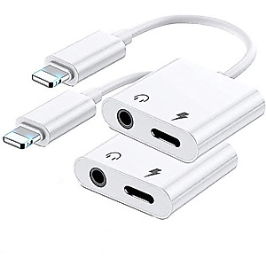 [Apple MFi Certified] 2 Pack Headphone Adapter for iPhone Charger,3.5 mm Headphone Jack Aux Dongle Charger & Audio Cable for iPhone 11/11 Pro/X/XS/XR/8/7 Support All iOS System