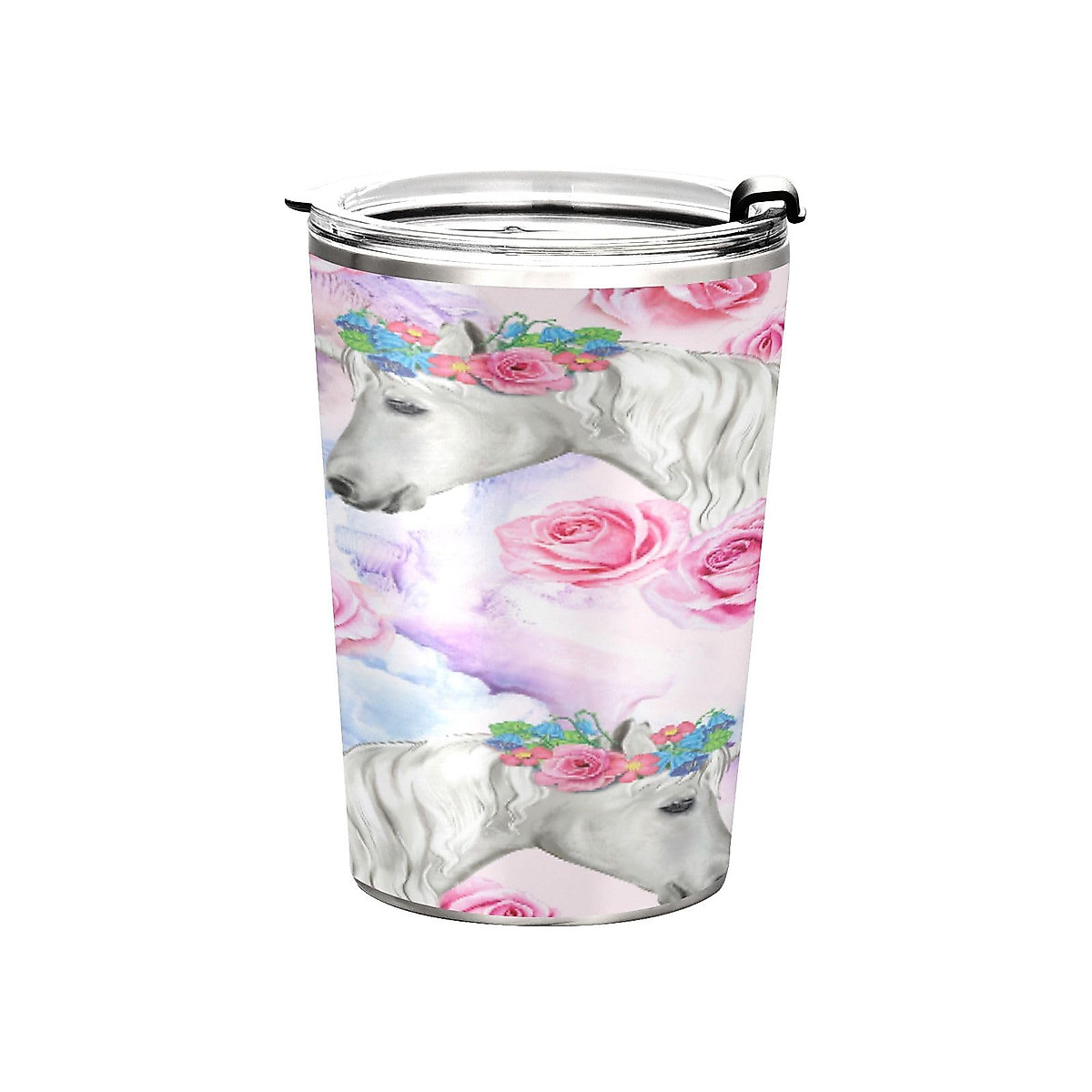 YETTASBIN Unicorn Tumbler with Straw Lid, 12oz Stainless Steel Tumbler Cup Double Wall Vacuum Insulated Travel Coffee Mug for Hot and Cold Drinks