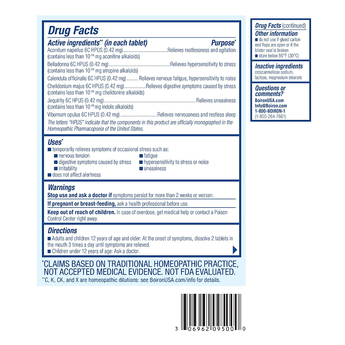 Boiron StressCalm Tablets for Relief of Stress, Anxiousness, Nervousness, Irritability, and Fatigue - 120 Count (2 Pack of 60)