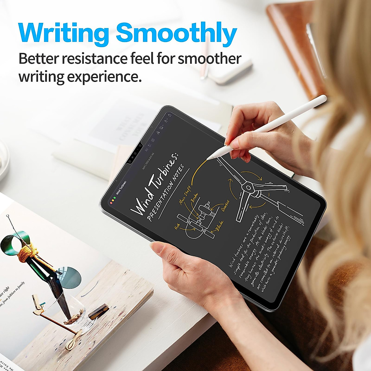 Ambison [2Pack Matte Glass Screen Protector Compatible with iPad Pro 11 2022, Writing Smooth/Anti Glare, Reduce Nib Wear, Fingerprint Free for iPad Pro 11 /iPad Air 5/iPad Air 4th Generation