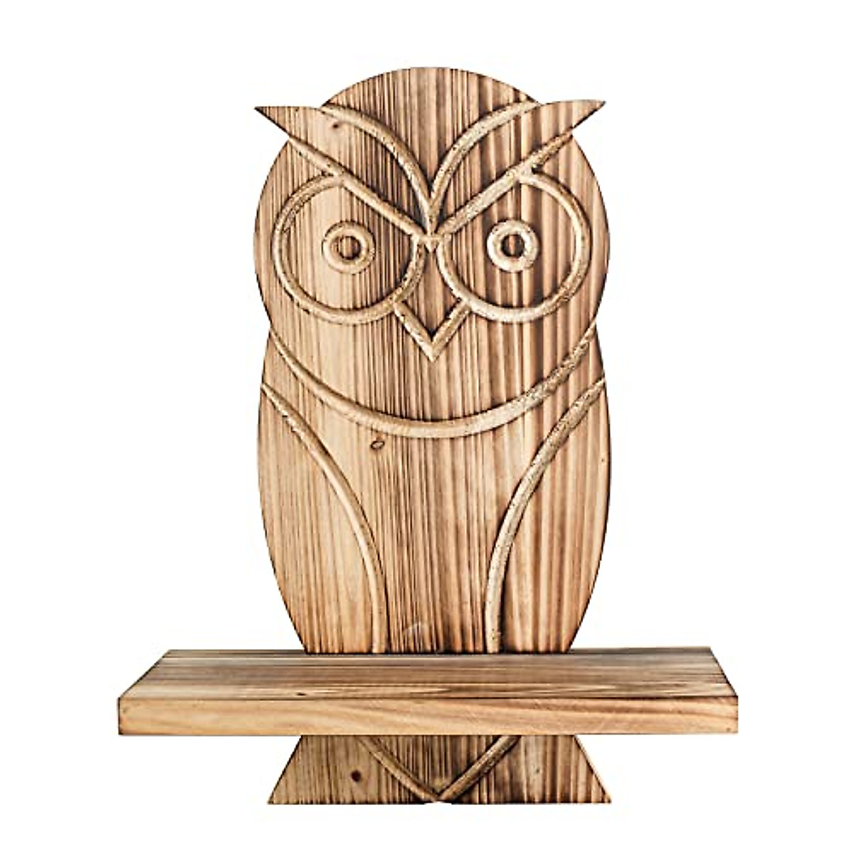 ALONLIENGU Floating Shelves Wall Mounted, Wood Hanging Shelf for Bedroom Living Room Bathroom Kitchen, Owl Animal Shape (Torched Wood)