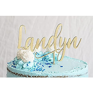 Name Birthday Cake Topper | Custom Cake Topper Personalized | Gold, Silver, Rose Gold, & Wood Cake Topper