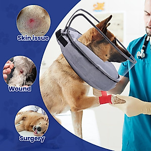BARKLESS Dog Cone Collar, Inflatable Dog Cone After Surgery for Large Dogs, Soft Dog Cone of Alternative with Enhanced Anti-Licking Guard Shield for Pets, Protective Dog Donut Collar