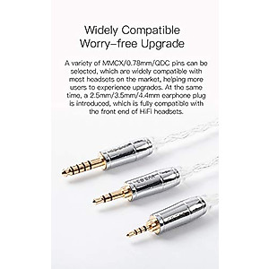 Keephifi Earphone Upgrade Cable-KBEAR 4 Core Upgraded Cable 4N Purity Silver Headphone Cable HiFi in Ear Monitor Replacement Cable, for ZS5, ZS6, ZS7, C10, C12, C16, C04, CA4, CA2 (2PIN, 4.4MM)…
