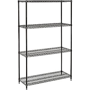 Nexel Economy Adjustable Wire Shelving Unit, 4 Tier, NSF Listed Commercial Storage Rack, 24" x 48" x 74", Black Epoxy