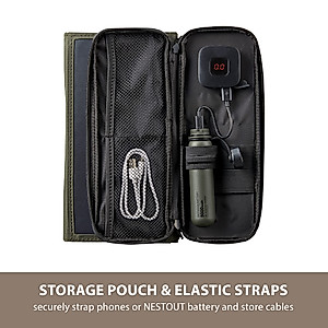 ELECOM NESTOUT Portable Solar Panel, Dual USB-A Ports, 14W Power Generation Charger for Phone Camping, Durable Water-Resistant Ripstop Nylon, Foldable Lightweight, Adjustable Stands (2-Panel)