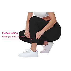 THE GYM PEOPLE Women's Fleece Sweatpants Warm Workout Joggers Pants with Pockets Black