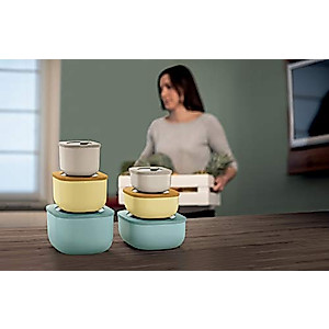 Guzzini Store & More Kitchen Active Design Low Airtight Containers for Fridge/Freezer/Microwaves (M), 19.5 x 19.5 x 9.3 cm, Blue (Matt Mid Blue)