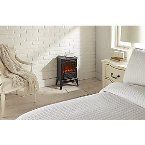 e-Flame USA Aspen Freestanding Electric Fireplace Stove - 3-D Log and Fire Effect (Black)