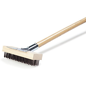 Carlisle FoodService Products 36372500 Oven and Grill Brush with Scraper, Flat Wire Stainless Steel Bristles, 8" Length x 2-5/8" Width Block, 1-1/4" Bristle Trim, 30" Overall Length