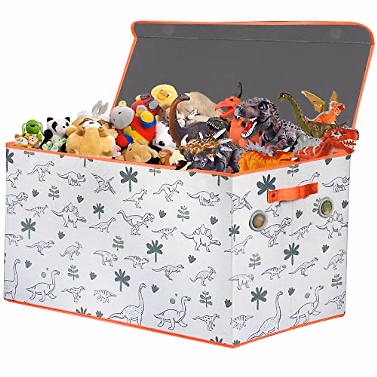 VERONLY Extra Large Toy Box Chest for Kids,Collapsible  Dinosaur Toy Organizers and Storage,Sturdy Magnetic Toy Storage Bins Containers for Boys,Girls,Nursery,Playroom(106L MDF Dinosaur)