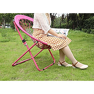 Camp Field Camping and Room Bungee Folding Dish Chair for Room Garden and Outdoor (Pink)