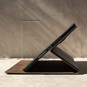 TORRO Case Compatible with iPad 9th, 8th & 7th Generation (10.2”) – Genuine Leather iPad 10.2 Case with Stand and Wake/Sleep Function (Dark Brown)