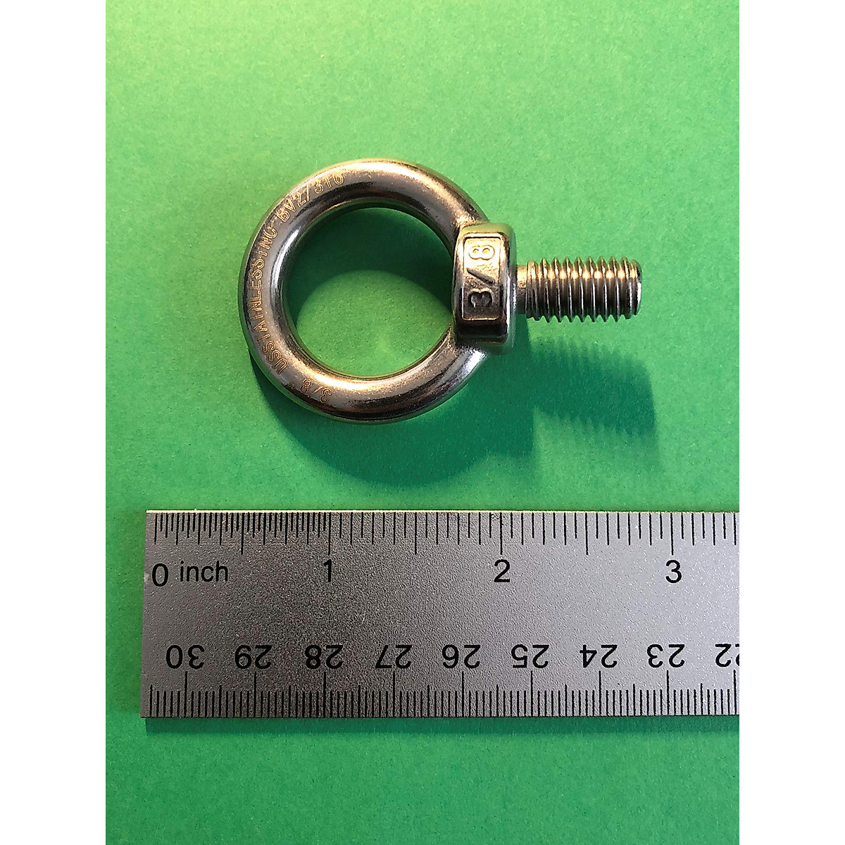 US STAINLESS Stainless Steel 316 3/8" Lifting Eye Bolt 3/8" UNC Marine Grade Pitch of 16