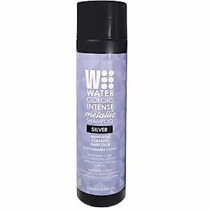 Watercolors INTENSE METALLIC Semi Permanet Color Depositing Shampoo-Sulfate & Paraben Free to Maintain & Enhance Hair Color 8 fl oz - SILVER