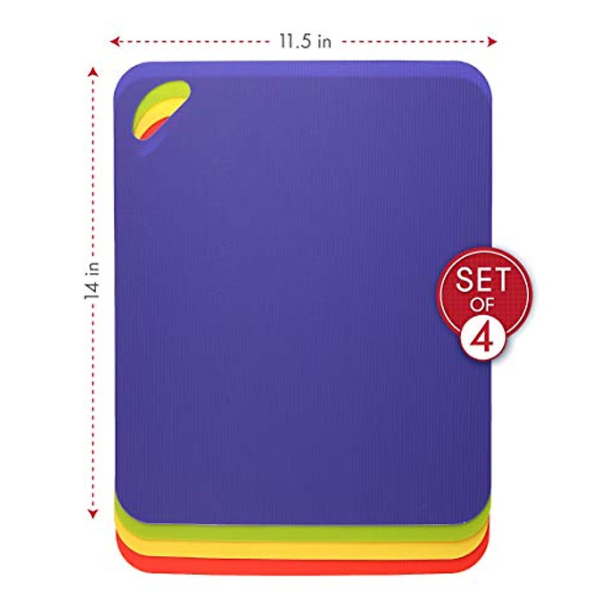 Dexas Heavy Duty Grippmat Flexible Cutting Board Set of Four, 11.5 x 14 inches, Blue, Green, Yellow and Red,6554PK