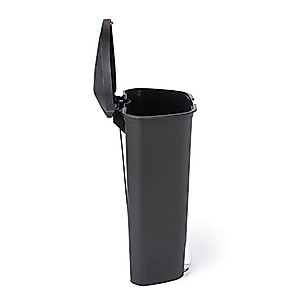 Amazon Basics Tall Kitchen Plastic Rectangular Trash Can with Steel Pedal, Black, 50 Liters