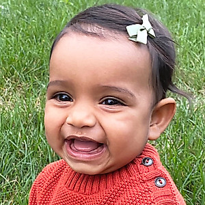 Baby Wisp 5 pc Tiny Hair Bows Newborn Infant Toddler Baby Girl Hair Accessory Hair Clips Gift Set - Sand Castle