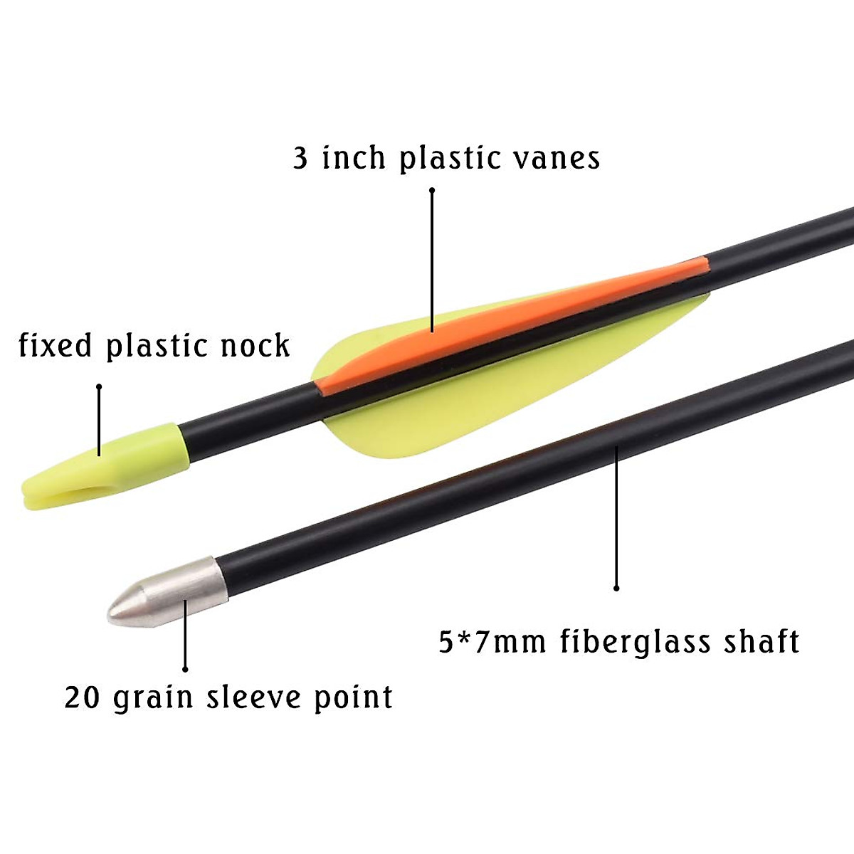 28 Inch Recurve Bow Youth Arrows Target Arrows Archery Practice Fiberglass Arrows for Beginners Kids Women Outdoor (Pack of 12)