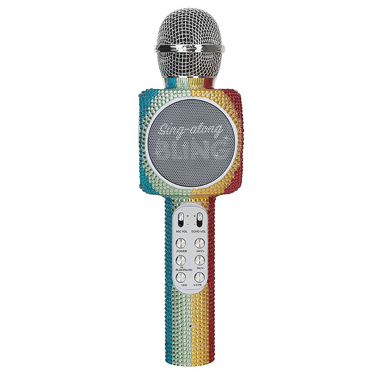 Wireless Express - Sing-Along Bling Bluetooth Karaoke Microphone and Bluetooth Stereo Speaker All-in-One (Rainbow Bling)