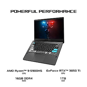 ROG Zephyrus G14 Alan Walker Special Edition Gaming Laptop, 14” 120Hz Pantone Validated WQHD Display, GeForce RTX 3050 Ti, AMD Ryzen 9 5900HS, 16GB DDR4, 1TB SSD, Wi-Fi 6, Windows 10, GA401QEC-K2064T