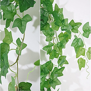 Qlarnaweer Artificial Fake Vines, 84Ft 12 Strands Artificial Ivy Leaf Greenery Garland Wall Decor Hanging Plants Foliage for Home Kitchen Garden Office Wedding Party