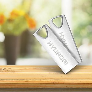 HYUNDAI Bravo Deluxe 16GB USB 2.0 Metal Flash Drive with Keychain - Max. Read Transfer Rate 10MB/s and Max. Write Transfer Rate 3MB/s [Silver] Components U2BK/16GAS