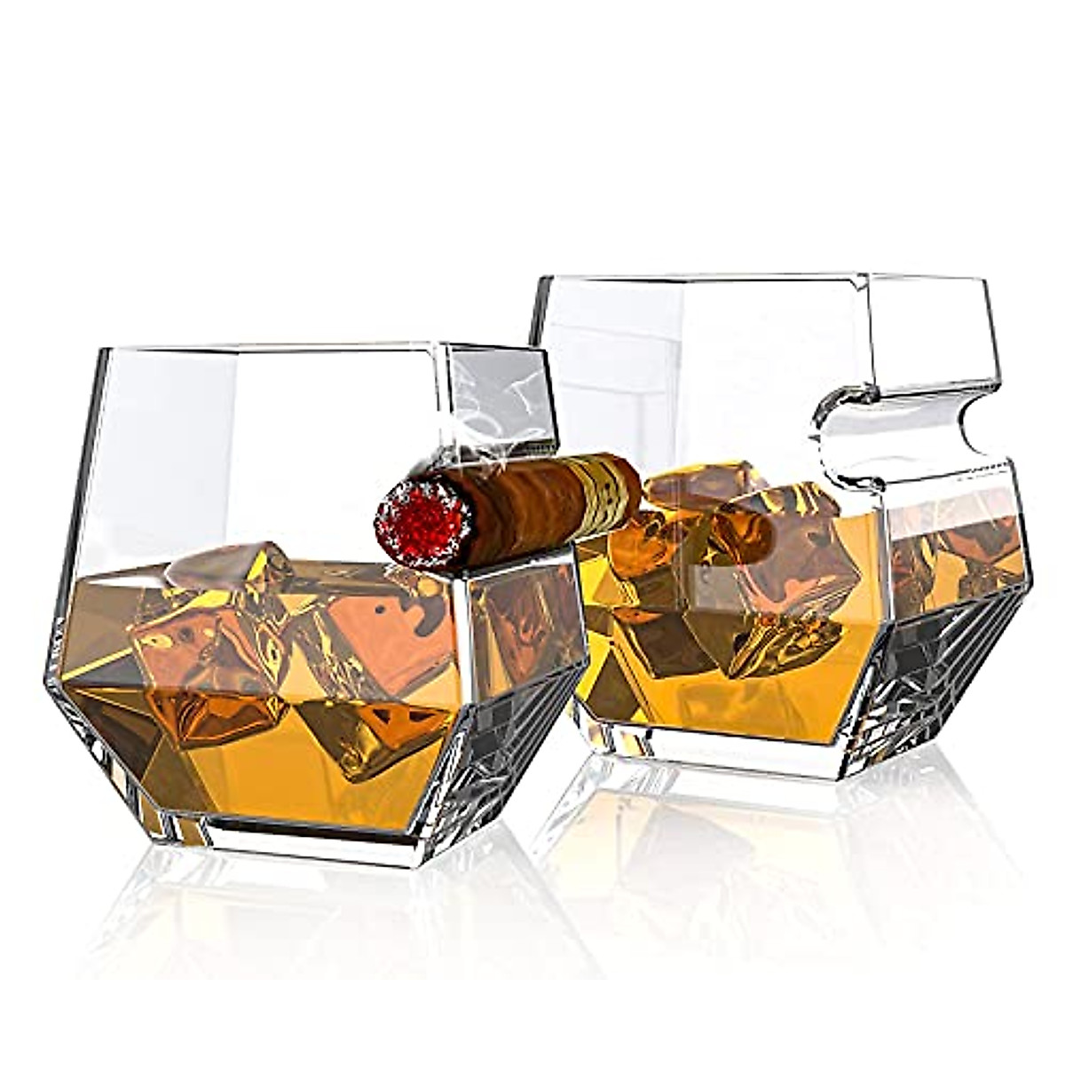 KIT TOWN Old Fashioned Whiskey Glass with Holder Rest, Whiskey Gifts for Men, Fathers Day Gifts 11 Oz Glass Whiskey Tumbler for Scotch, Bourbon, Liquor and Cocktail Drinks