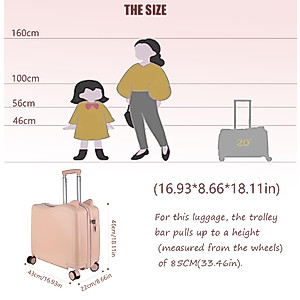 ELDA 20" Ride-On Kids Suitcase with Spinner Wheels Cute Carry on Hardside Trolly Luggage Lightweight with Combination Lock, Travel Essential