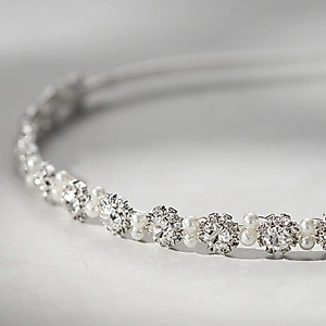 SWEETV Flower Girl Headpiece Silver Girls Headband for Wedding Crystal Floral Princess Hairband Baby Girl Hair Accessory for Birthday, First Communion