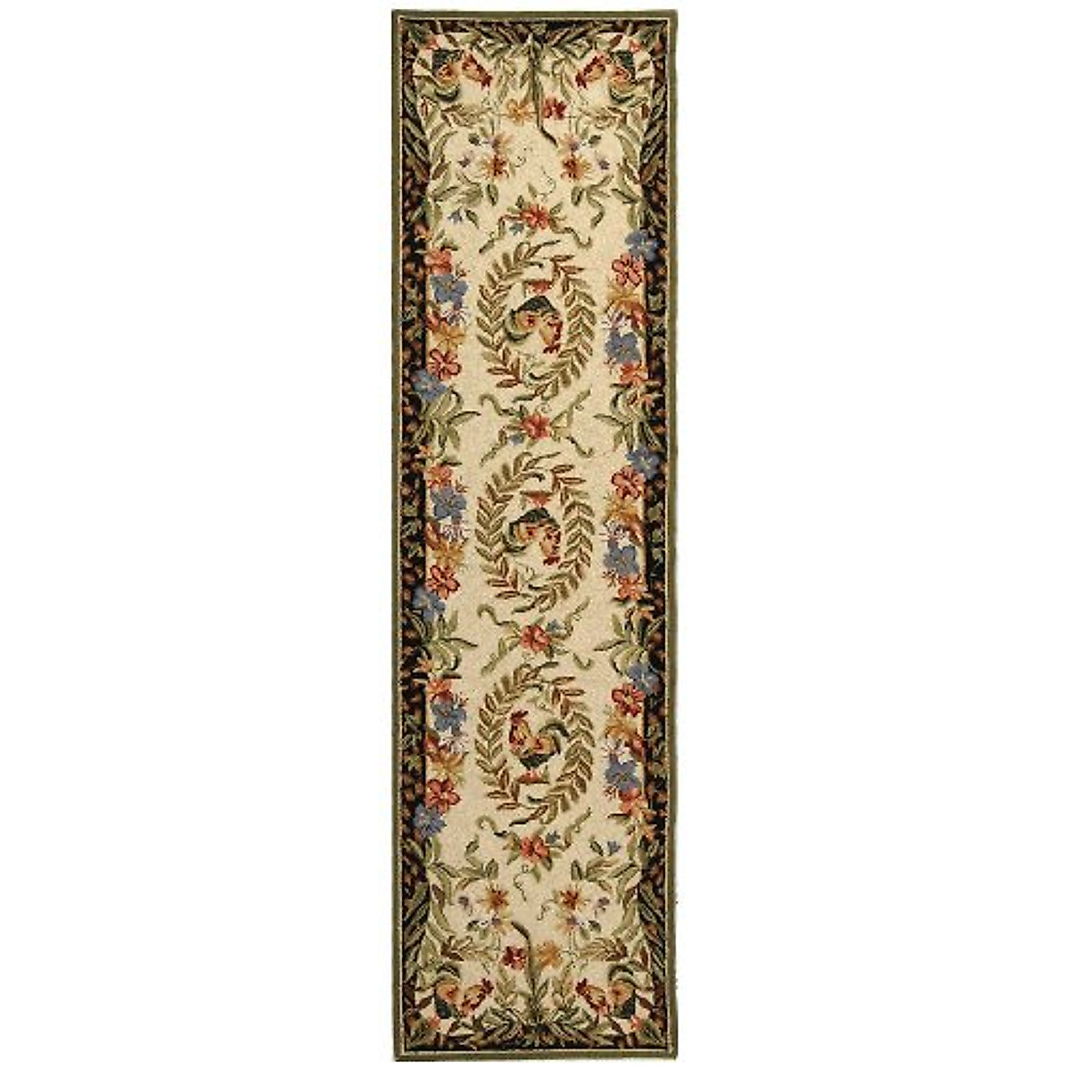 SAFAVIEH Chelsea Collection 2'6" x 10' Cream / Black HK92A Hand-Hooked French Country Wool Runner Rug