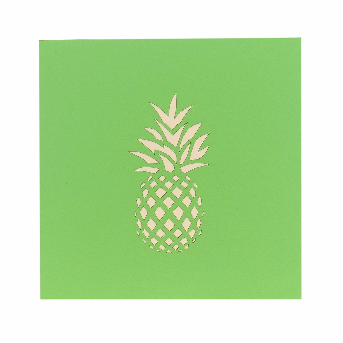 iGifts And Cards Hawaiian Pineapple 3D Pop Up Greeting Card - Fruit, Yellow, Sweet, Tropical, Green, Health, Hawaii, Half-Fold, Get Well, Just Because, Love, Special Days, Thank You, Happy Birthday