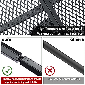 JOUYEK Folding Grill Table, 3x2 FT Portable Camping Table with 2 Wing Panels, Height Adjustable Metal Tables with Mesh Desktop and Mesh Bag, Outdoor Furniture for Camping, Picnic, Beach and BBQ, Black