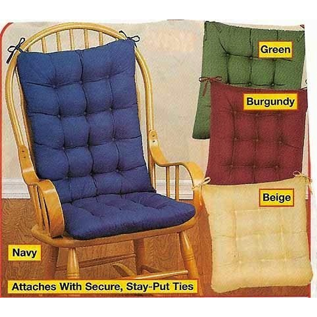 2PC. Padded Rocking Chair Cushion Set - Blue