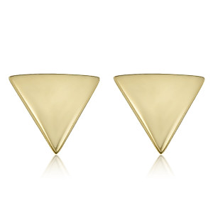 Kooljewelry 14k Yellow Gold Triangle Stud Earrings Minimalist Jewelry
