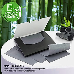 1200 Sheets Natural Blotting Paper for Oily Skin with Bamboo Charcoal, Oil Blotting Sheets for Face, Makeup Blotting Paper, 3 7/8" and 2.75"