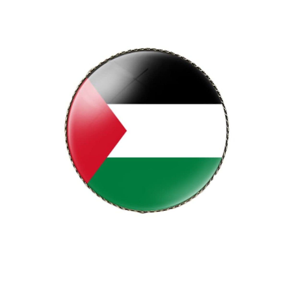vmcoatdu Round 1 Inch Palestine Flag Pin International Travel Brooch Metal and Glass Revivalism Style Souvenir Badge for Hat Clothes Backpack