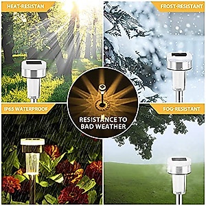HYWGDLT 16 Pack Solar Pathway Lights Outdoor 10Lumen Dual Light Source LED Solar Waterproof Pathway Lights for Garden Patio and Walkway Decoration Warm White.