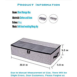 AARAINBOW 2 Packs Foldable Under Bed Clothes Organizer with Lids, Underbed Storage Container with Adjustable Dividers, UnderBed Storage Bins with Handles and Clear Window (Gray+Light Gray)