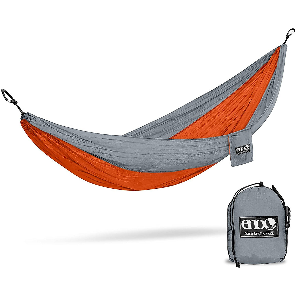 ENO, Eagles Nest Outfitters DoubleNest Lightweight Camping Hammock, 1 to 2 Person, Orange/Grey