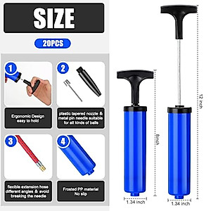 Jerify 20 Sets 8 Inch Ball Pump Kit Portable Sports Ball Air Pump, Soccer Pump with Needle Extension Hose Inflator for Inflate Football Basketball Volleyball Balloon Rugby Netball(Blue)